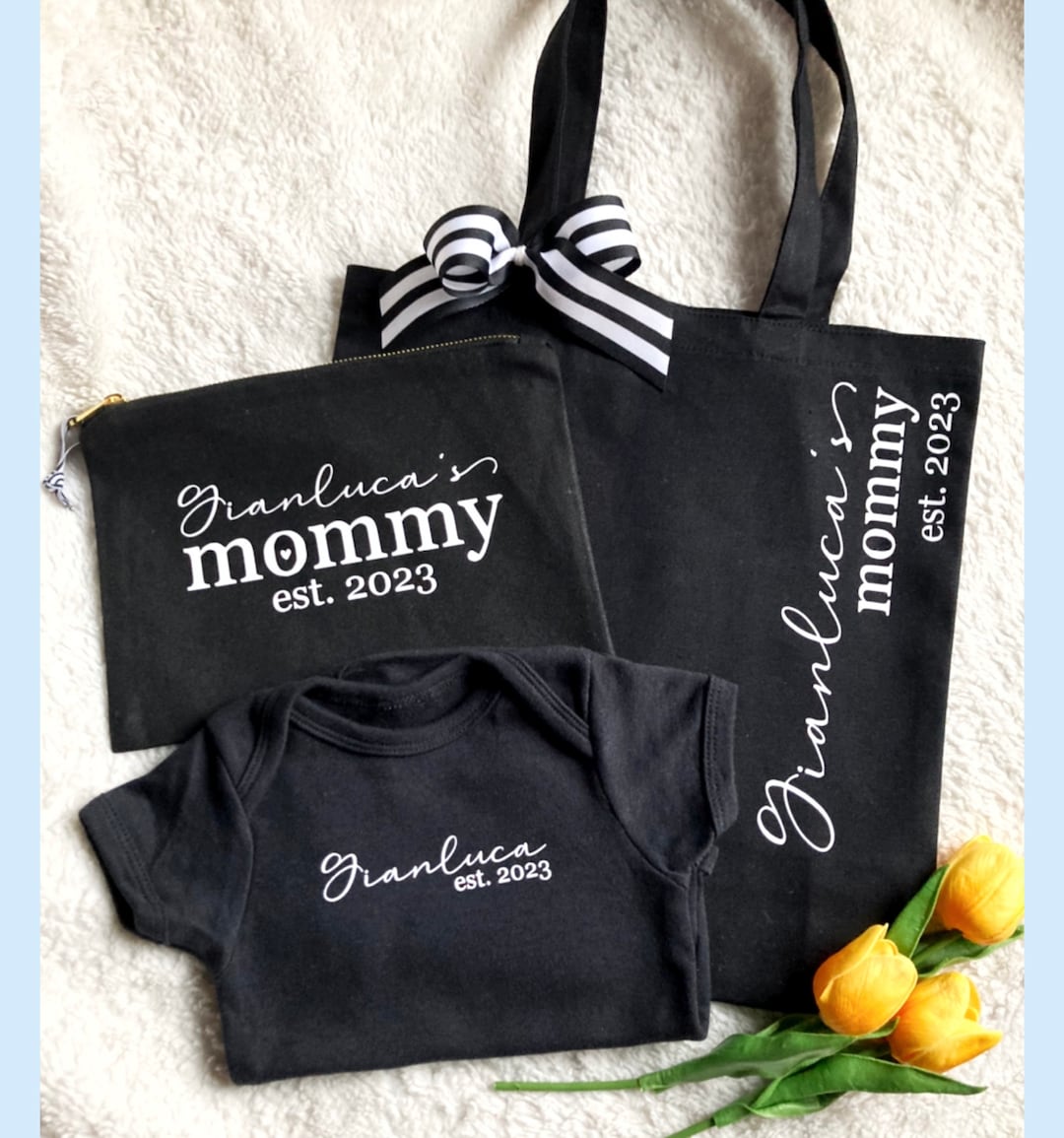 New Mom Tote Bag, New Mom and Baby Gift Set, Mom Gift Set, Personalized ...