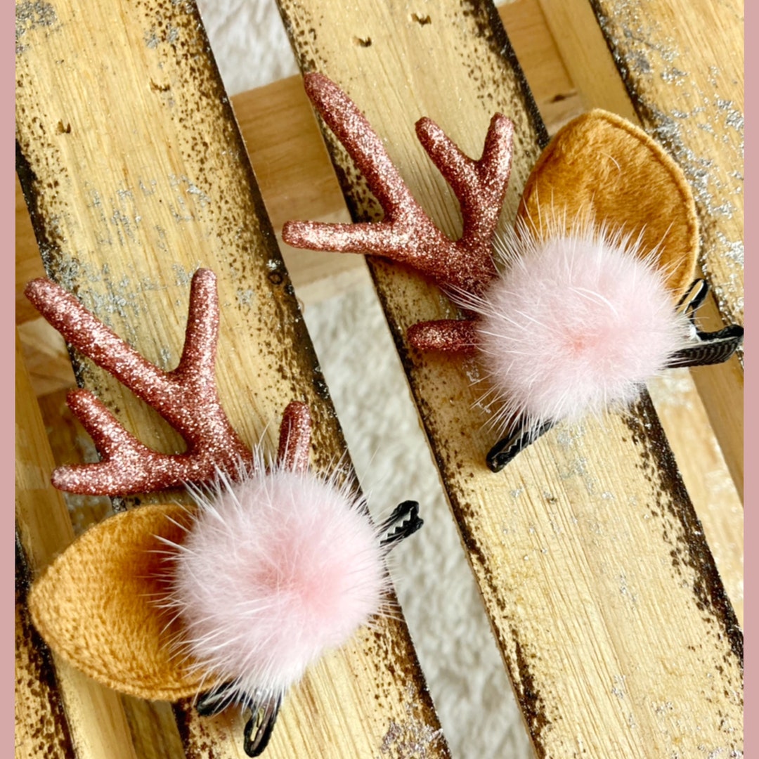 Glitter Reindeer Clips, Reindeer Ears, Deer Birthday, First Birthday - Etsy