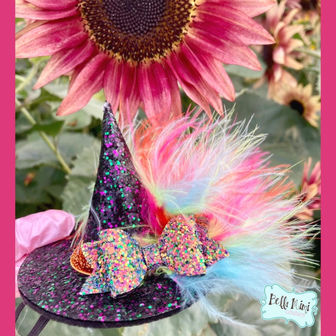 Petite Rainbow Witch Hat Headband, Halloween Headband, Witch Headband ...