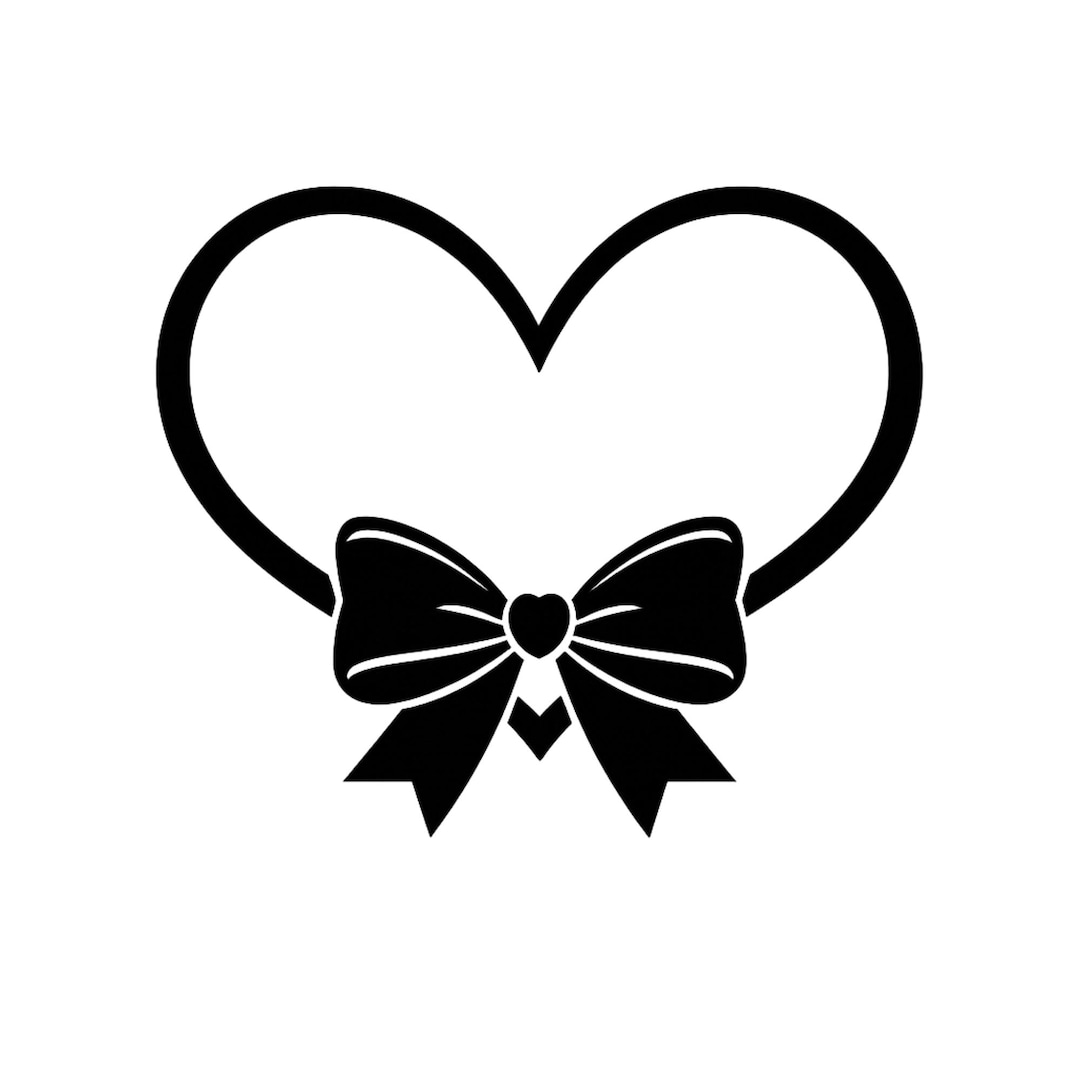 Heart Bow SVG | Minimalist Heart With Bow Design | Cricut Silhouette ...