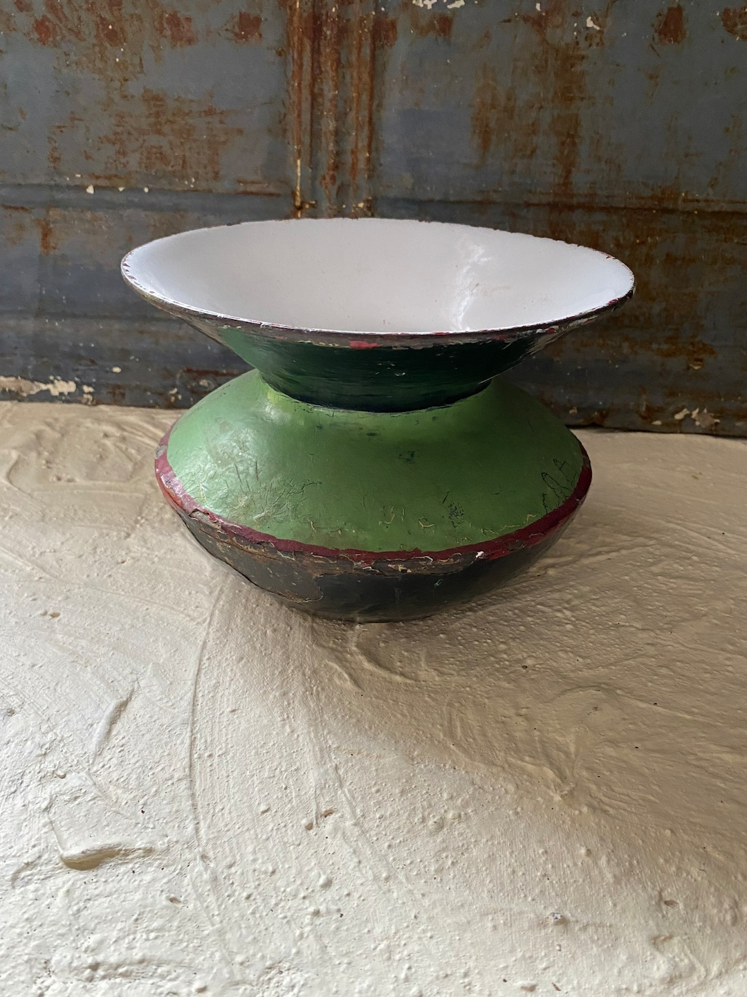 Vintage Spittoon-metal-green and Red - Etsy