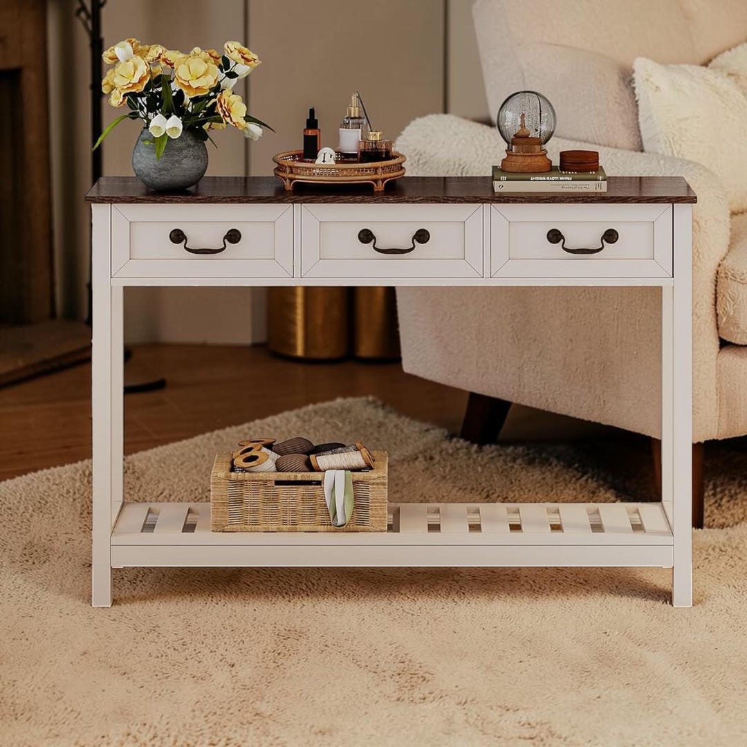 Farmhouse Console Table With Drawers Narrow Entryway Sofa Table Storage ...