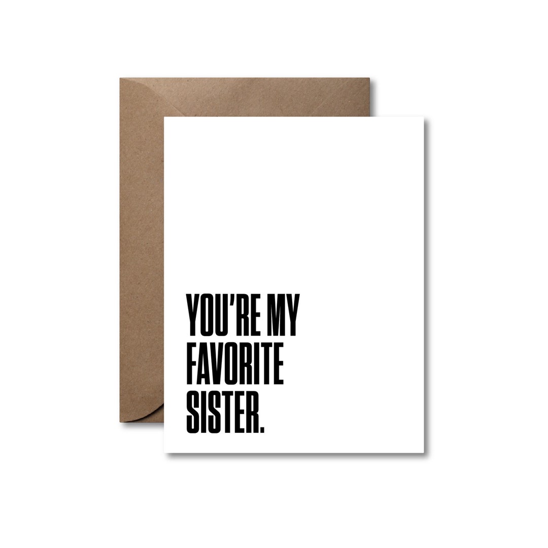 You're My Favorite Sister Letterpress Sibling Card - Etsy