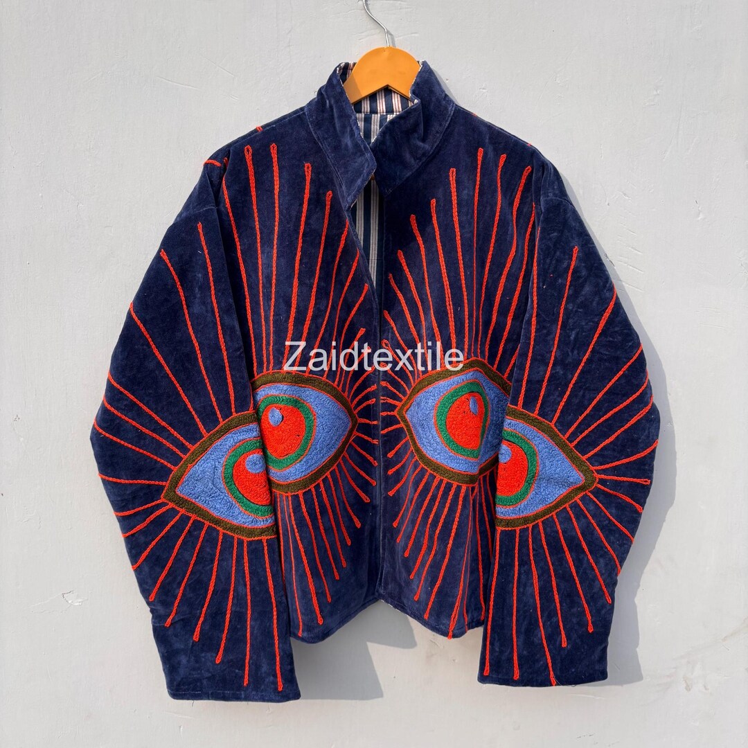 Evil Eye Embroidery Unisex Winters Luxurious Coat, With Inside Cotton ...
