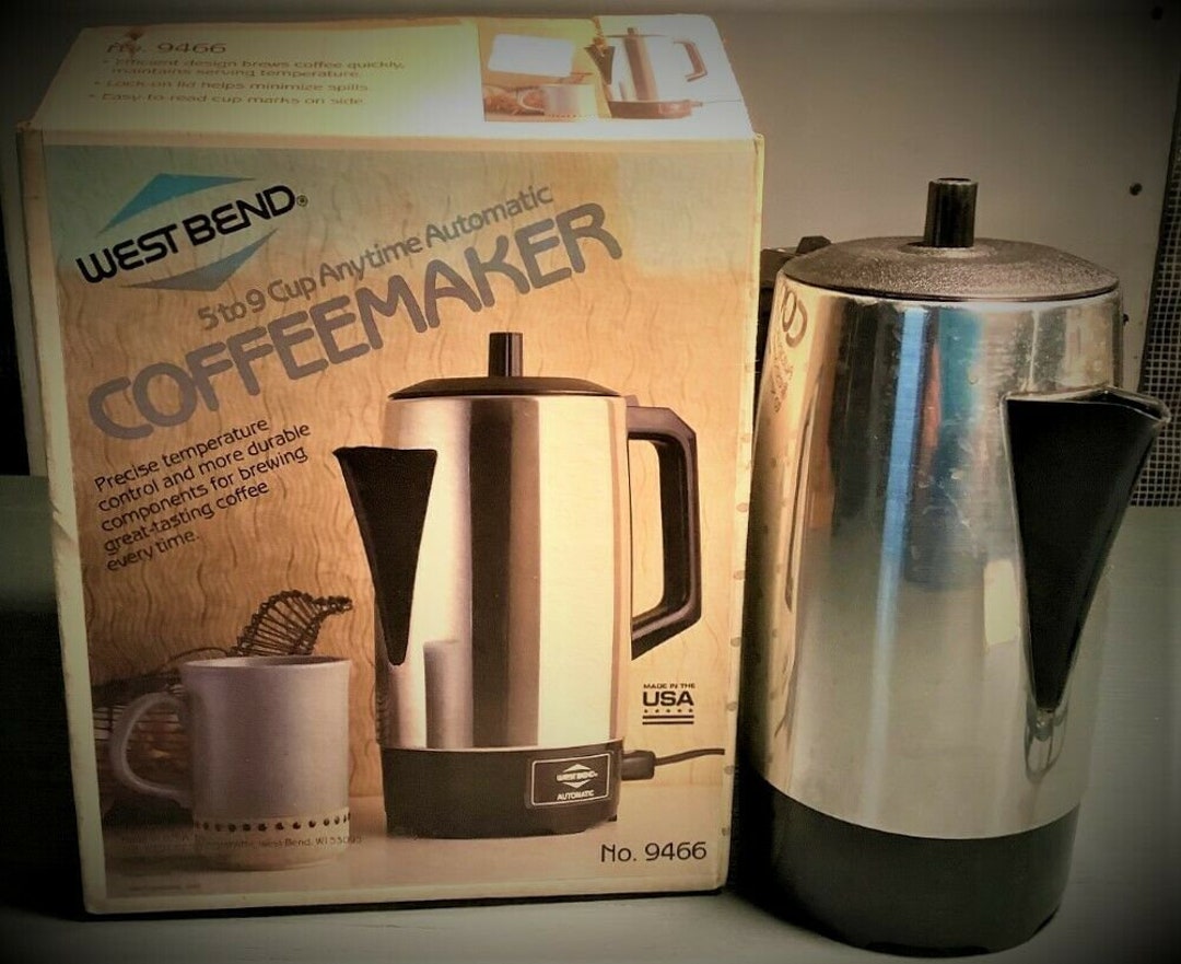 Vintage West Bend Auto Coffee Maker W/ Box Made in USA No. 9466 5 to 9 ...
