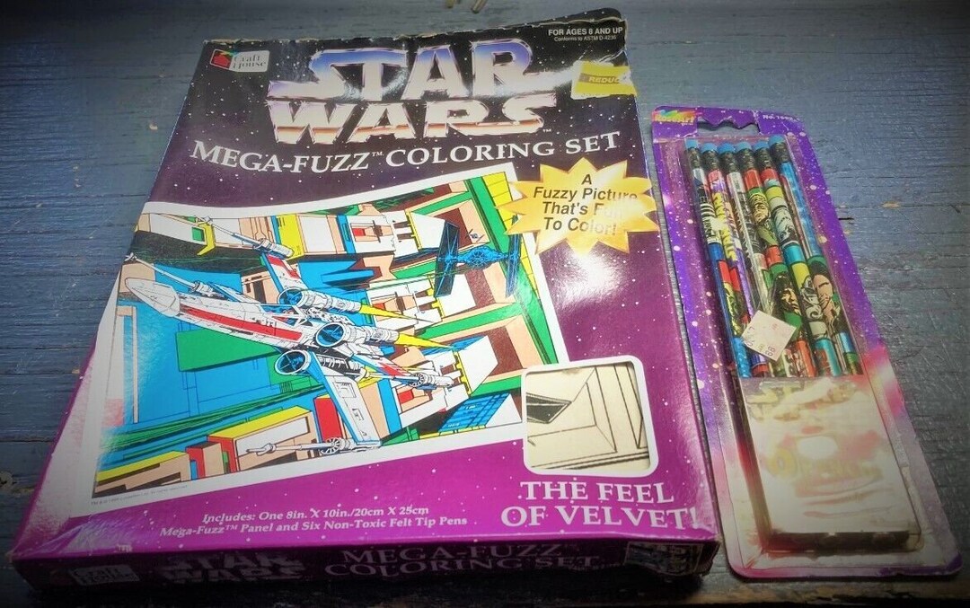 Star Wars Themed Bundle Mega-fuzz Coloring Set AND SIX Foil Pencils ...