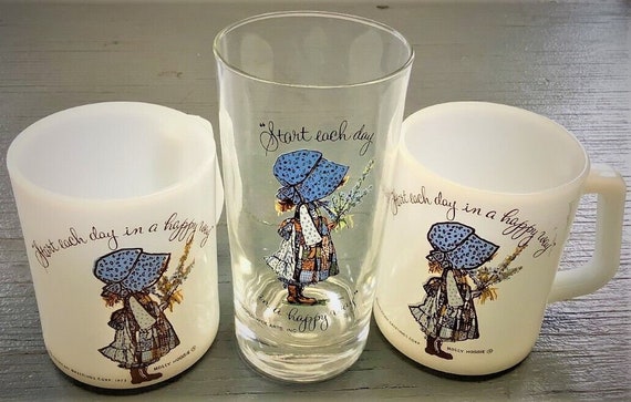Vintage 1972 Holly Hobbie Cup And Glass Set Start Each Day In Etsy