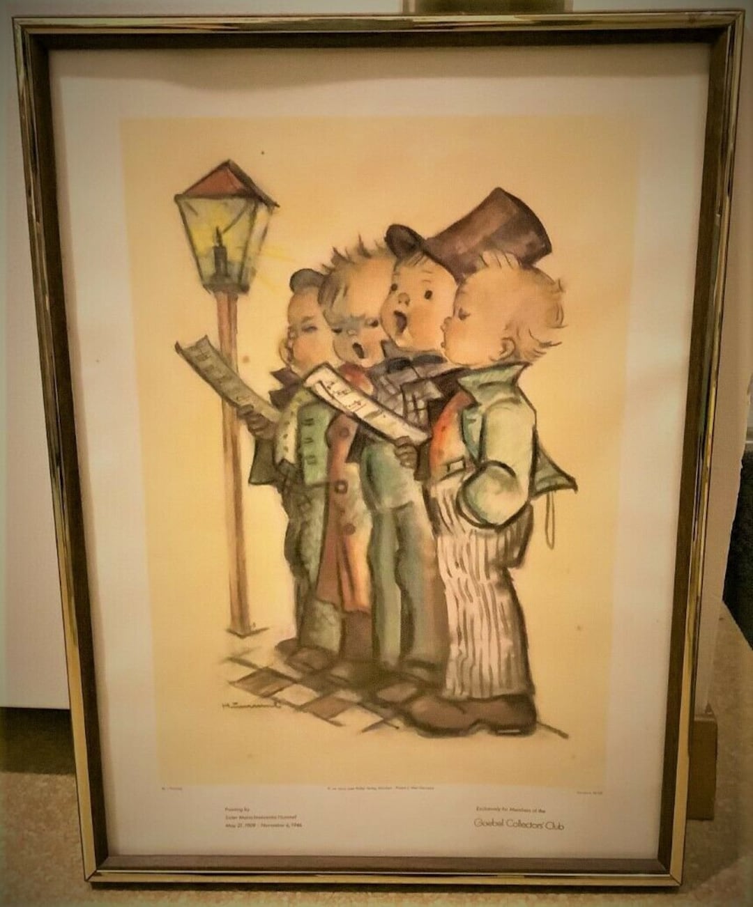 Vtg M.I. Hummel Goebel Collector's Club 4 Boys Singing A Carol Poster ...