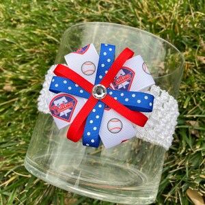Phillies Baseball Hair Bow Headband Philadelphia Phillies Bow - Etsy