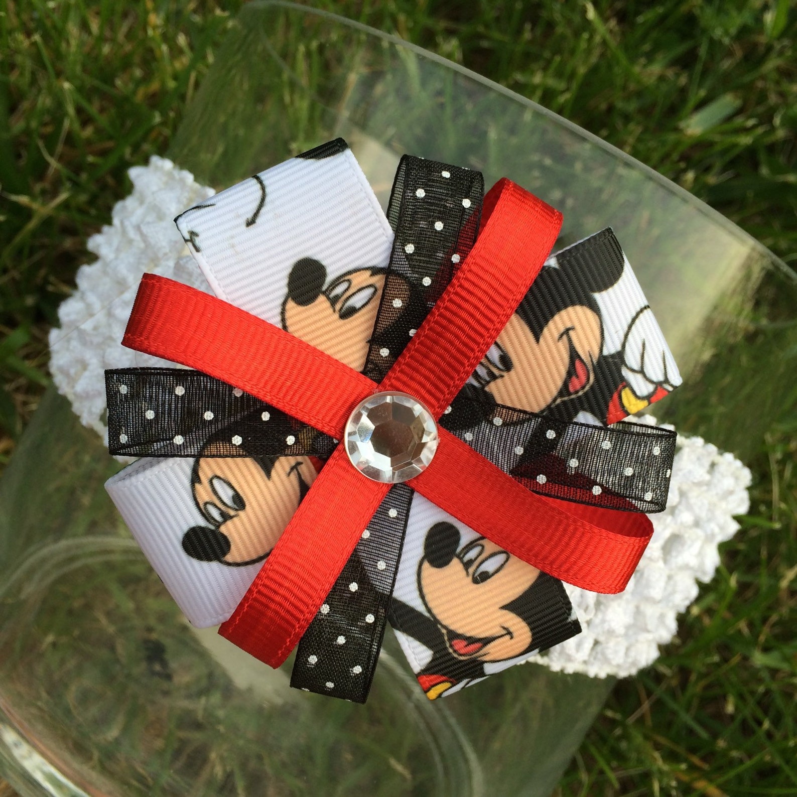 Mickey Mouse Hair Bow or Headband Red Mickey Mouse Bow Mickey | Etsy