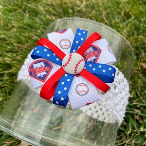 Phillies Baseball Hair Bow Headband Philadelphia Phillies Bow - Etsy