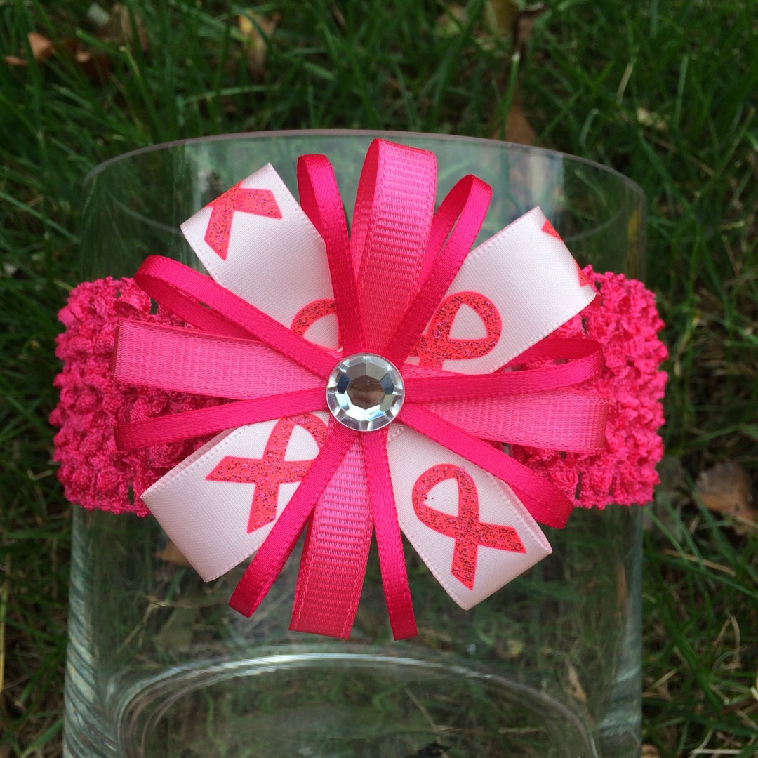 Breast Cancer Awareness Hair Bow or Headband Pink Ribbon Awareness ...
