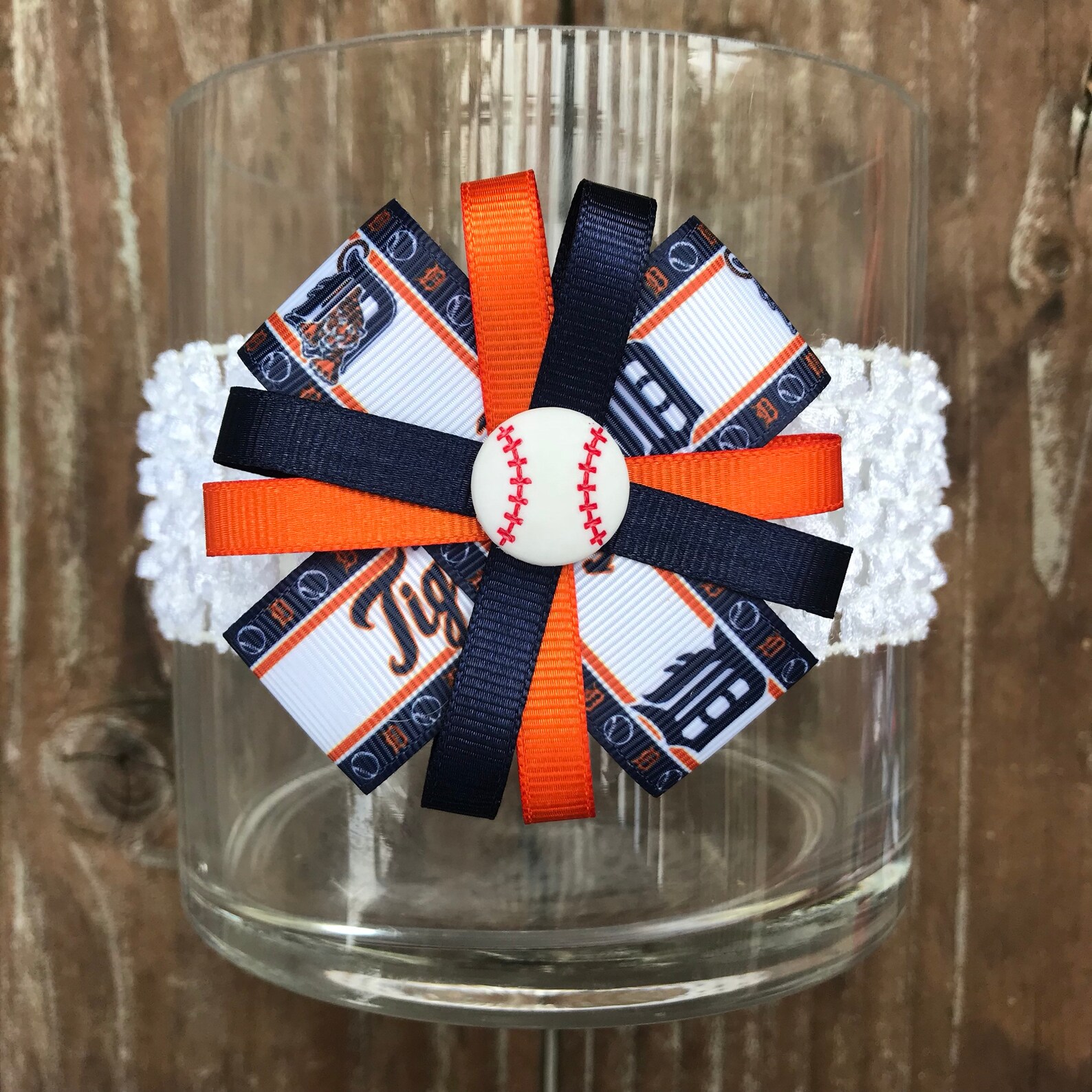 Detroit Tigers Baseball Hair Bow Headband Tigers bow Detroit | Etsy
