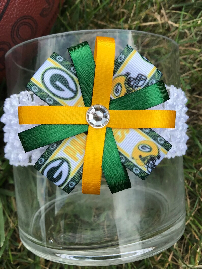 Green Bay Packers Hair Bow Headband Packers baby bow Go Pack | Etsy