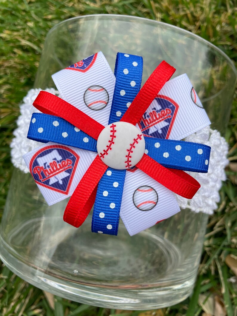 Phillies Baseball Hair Bow Headband Philadelphia Phillies bow - Etsy España
