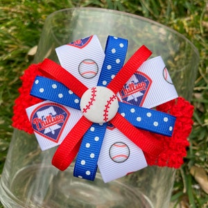 Phillies Baseball Hair Bow Headband Philadelphia Phillies Bow - Etsy