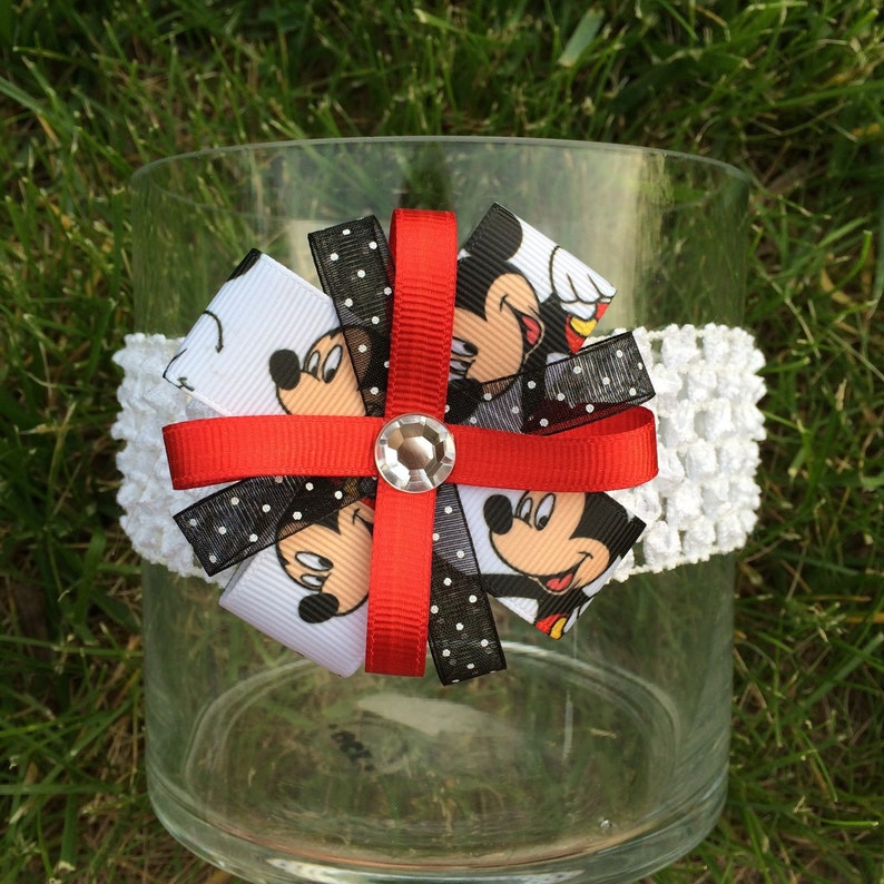 Mickey Mouse Hair Bow or Headband Red Mickey Mouse Bow Mickey | Etsy