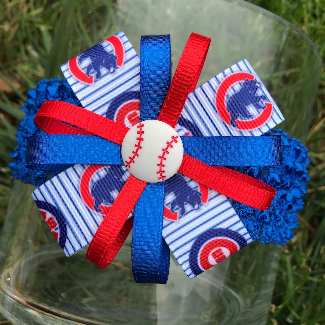 Chicago CUBS Baseball Hair Bow Headband Cubbies Bow Chicago - Etsy