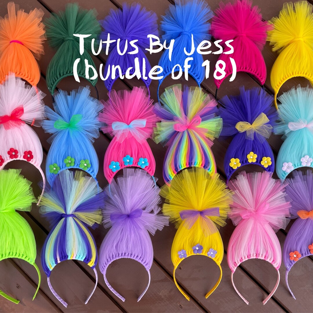 Troll Wigs bundle of 18 Trolls Party Favors Troll Wig Headbands Troll ...