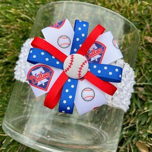 Phillies Baseball Hair Bow Headband Philadelphia Phillies Bow - Etsy