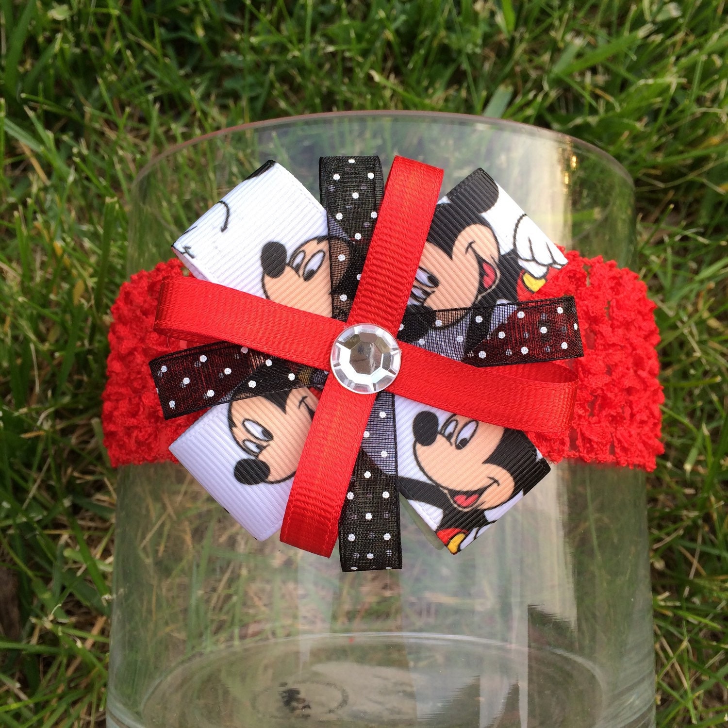 Mickey Mouse Hair Bow or Headband Red Mickey Mouse Bow Mickey | Etsy