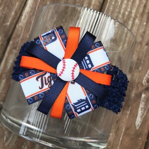 Detroit Tigers Baseball Hair Bow Headband Tigers Bow Detroit Tigers ...