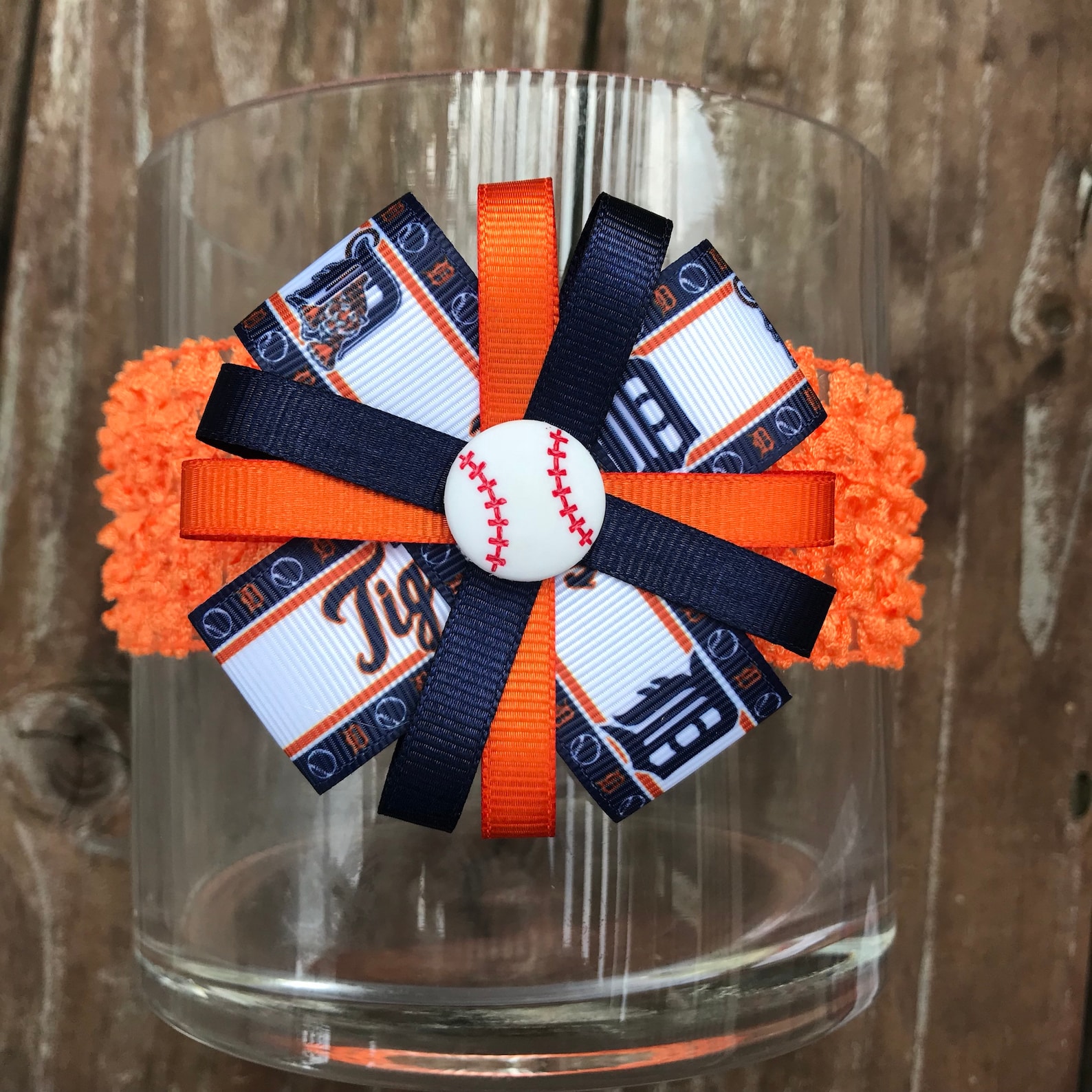 Detroit Tigers Baseball Hair Bow Headband Tigers bow Detroit | Etsy