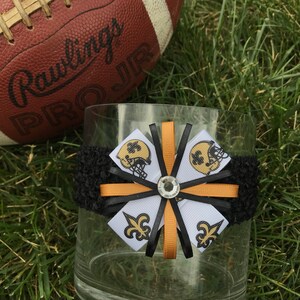 NEW ORLEANS SAINTS Black and Gold Headband or Hair Bow Saints Pin ...