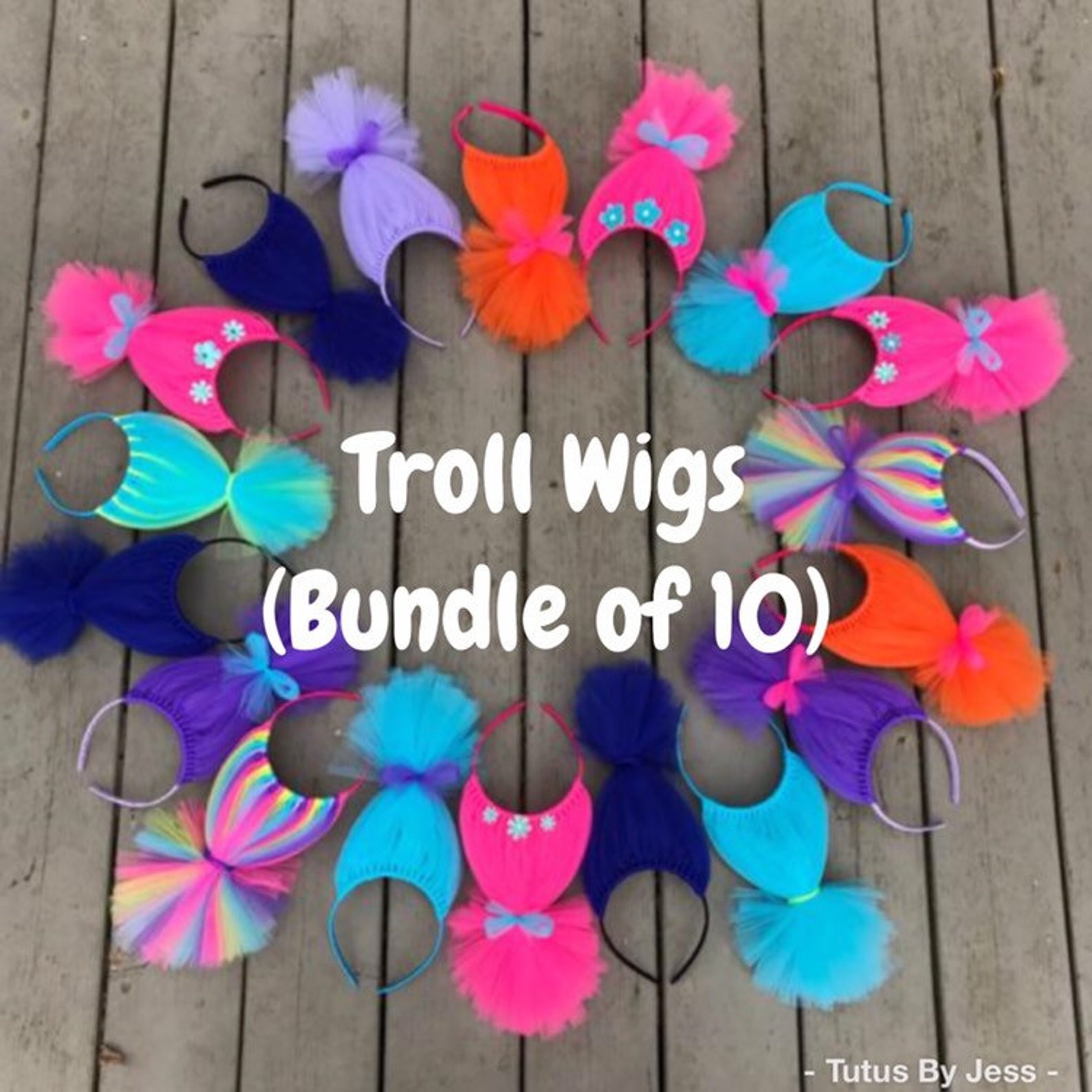 Troll Wigs bundle of 10 Trolls Party Favors Troll Wig | Etsy