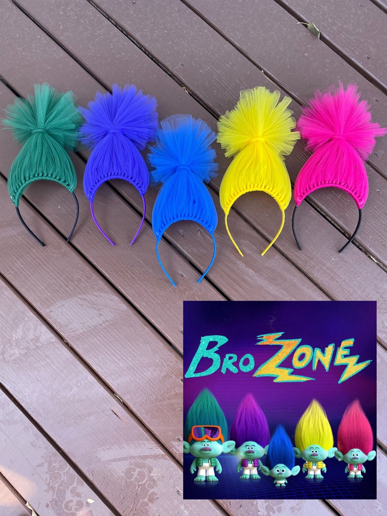 Trolls Inspired Hair Headband Headband Poppy Troll Headband Wig Tulle ...
