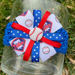Phillies Baseball Hair Bow Headband Philadelphia Phillies Bow - Etsy