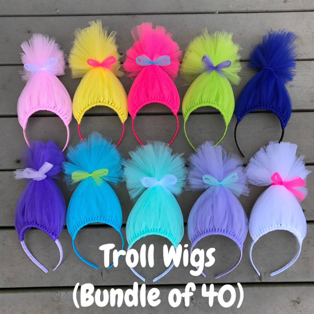Troll Wigs bundle of 40 Trolls Party Favors Troll Wig - Etsy