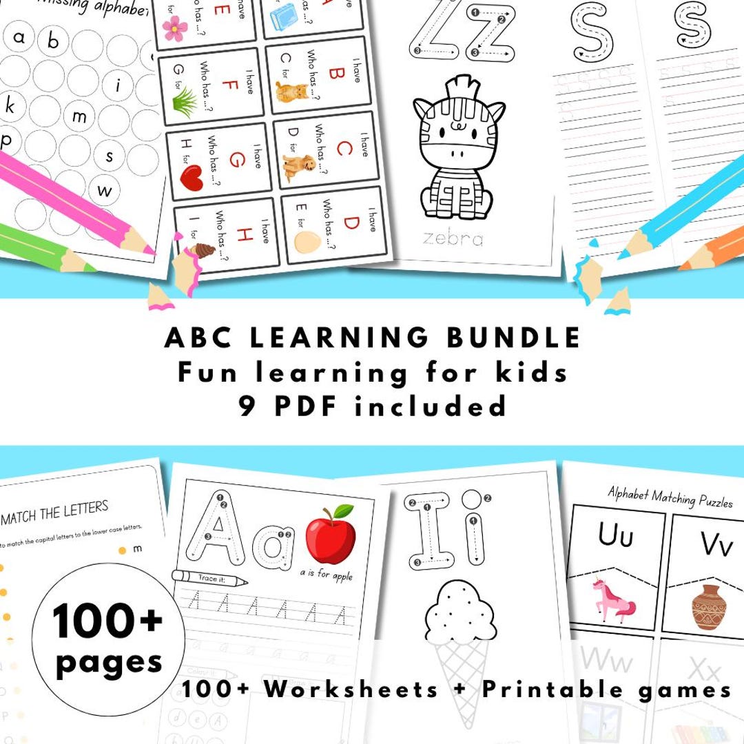 Alphabet Worksheets Bundle | ABC Tracing, Coloring & Games | Preschool ...