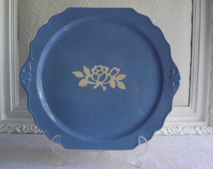 Vintage Harker White Rose Carv-kraft Cameo Ware Blue Virginia Plate ...