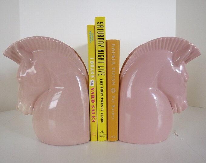 Two Retro Pink Haeger Trojan Horse Head Vasses #3306, Art Pottery, Book ...