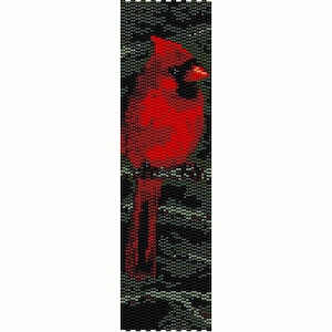 Red Cardinal Bird Peyote Bead Pattern Bracelet Cuff - Etsy