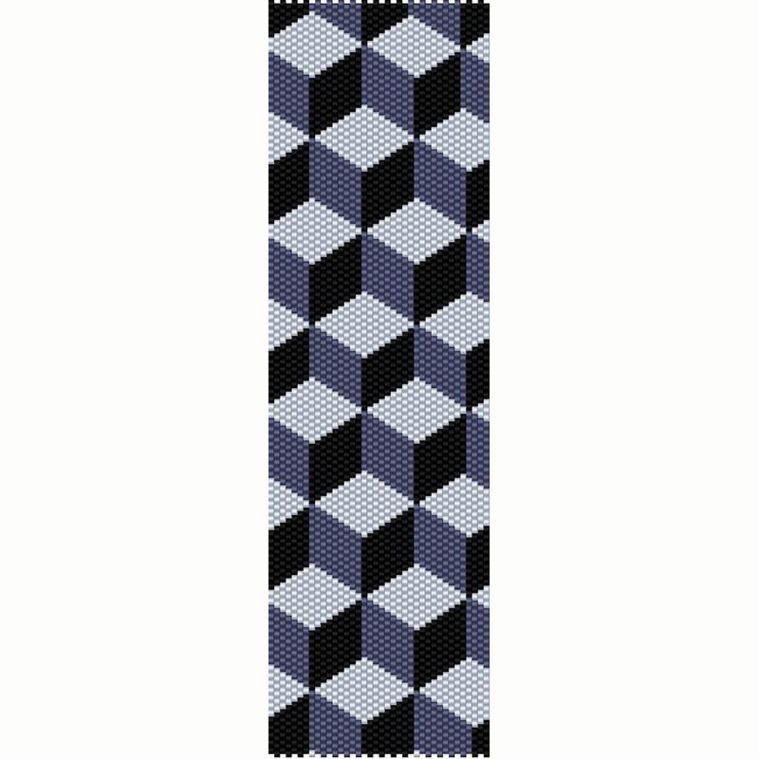 Cubes Geometric Peyote Bead Pattern, Bracelet Cuff, Bookmark, Seed ...