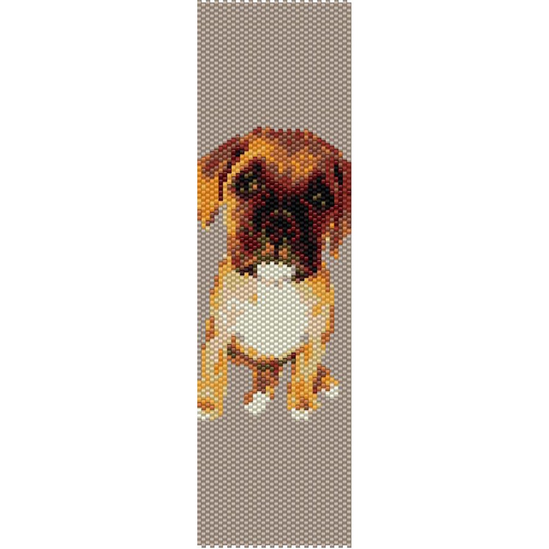 Boxer Puppy Peyote Bead Pattern, Dog Bracelet Cuff, Bookmark, Seed ...