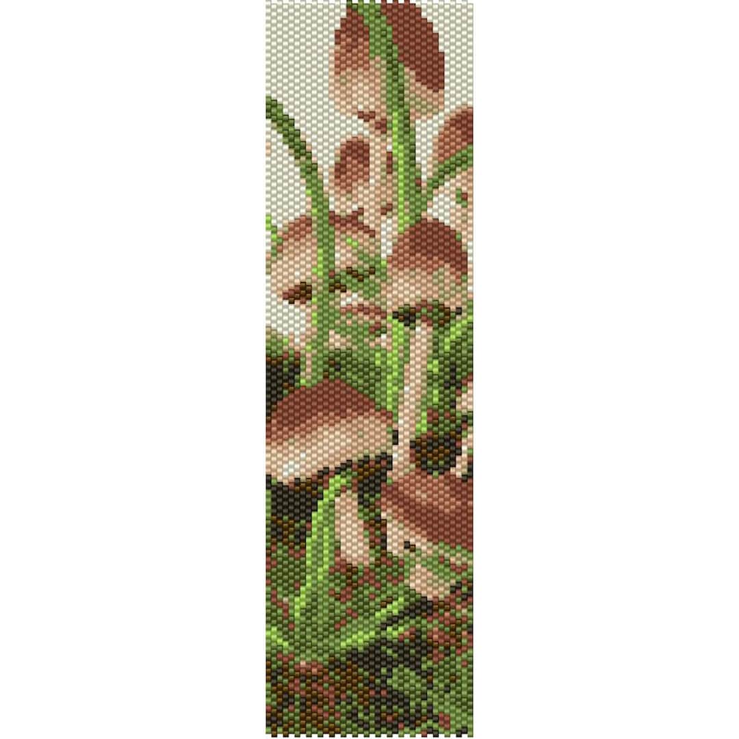 Mushrooms Peyote Bead Pattern, Bracelet Cuff, Bookmark, Seed Beading ...