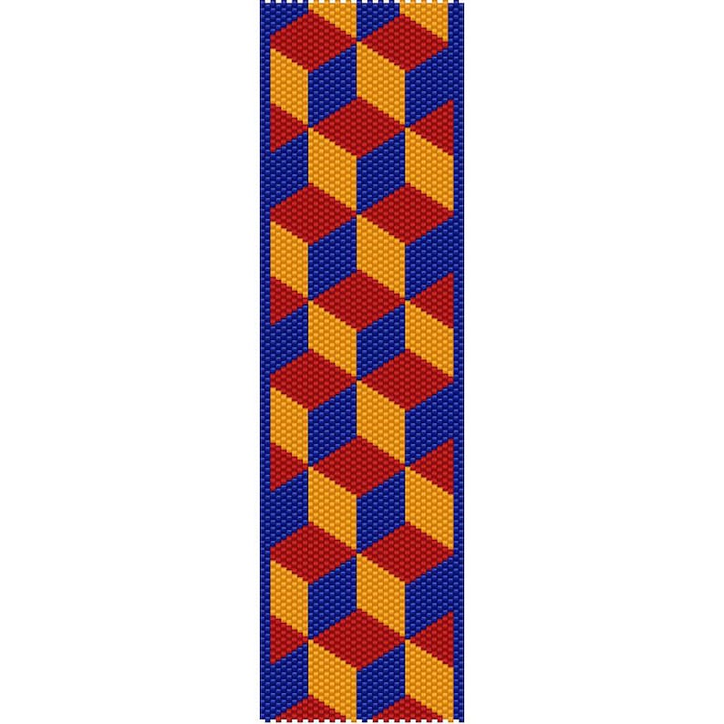 Colorful Cubes Peyote Bead Pattern Bracelet Cuff Bookmark - Etsy
