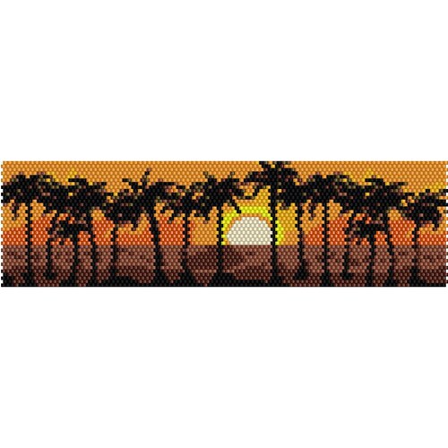 Palm Trees Sunset Peyote Bead Pattern Bracelet Cuff - Etsy