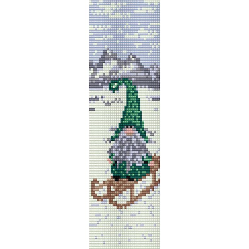 Sledding Gnome Loom Bead Pattern, Winter Bracelet, Bookmark, Seed ...