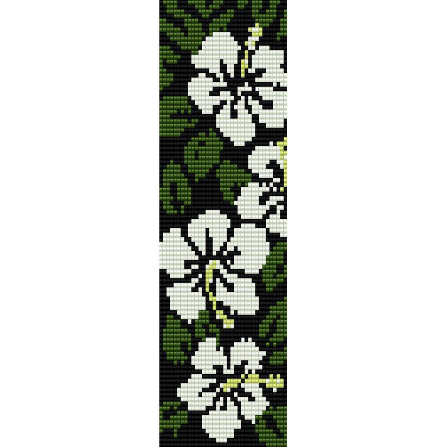 White Hibiscus Flowers Loom Bead Pattern, Bracelet Cuff, Bookmark, Seed ...