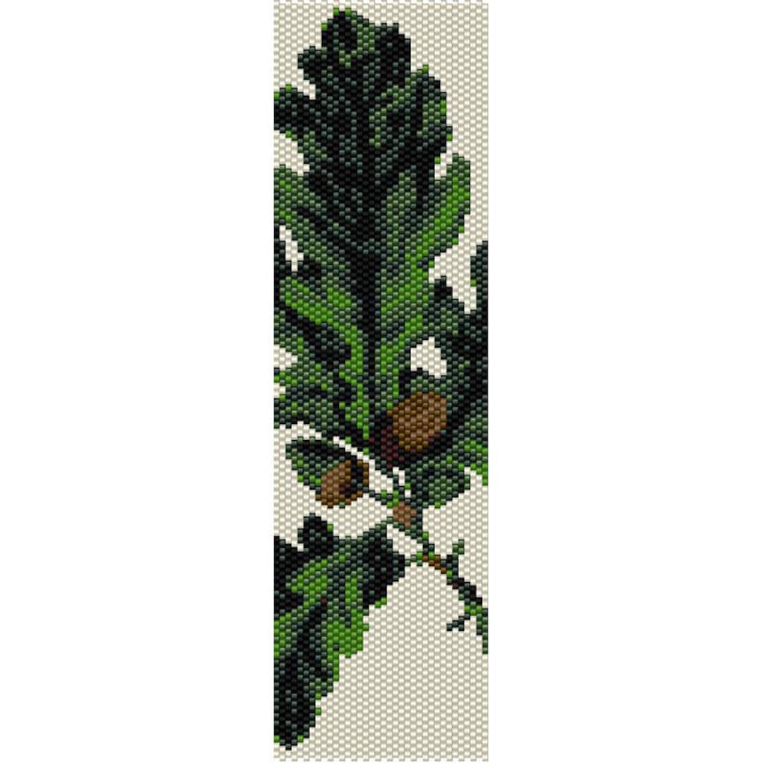 Oak Leaves Peyote Bead Pattern, Bracelet Cuff, Bookmark, Seed Beading ...