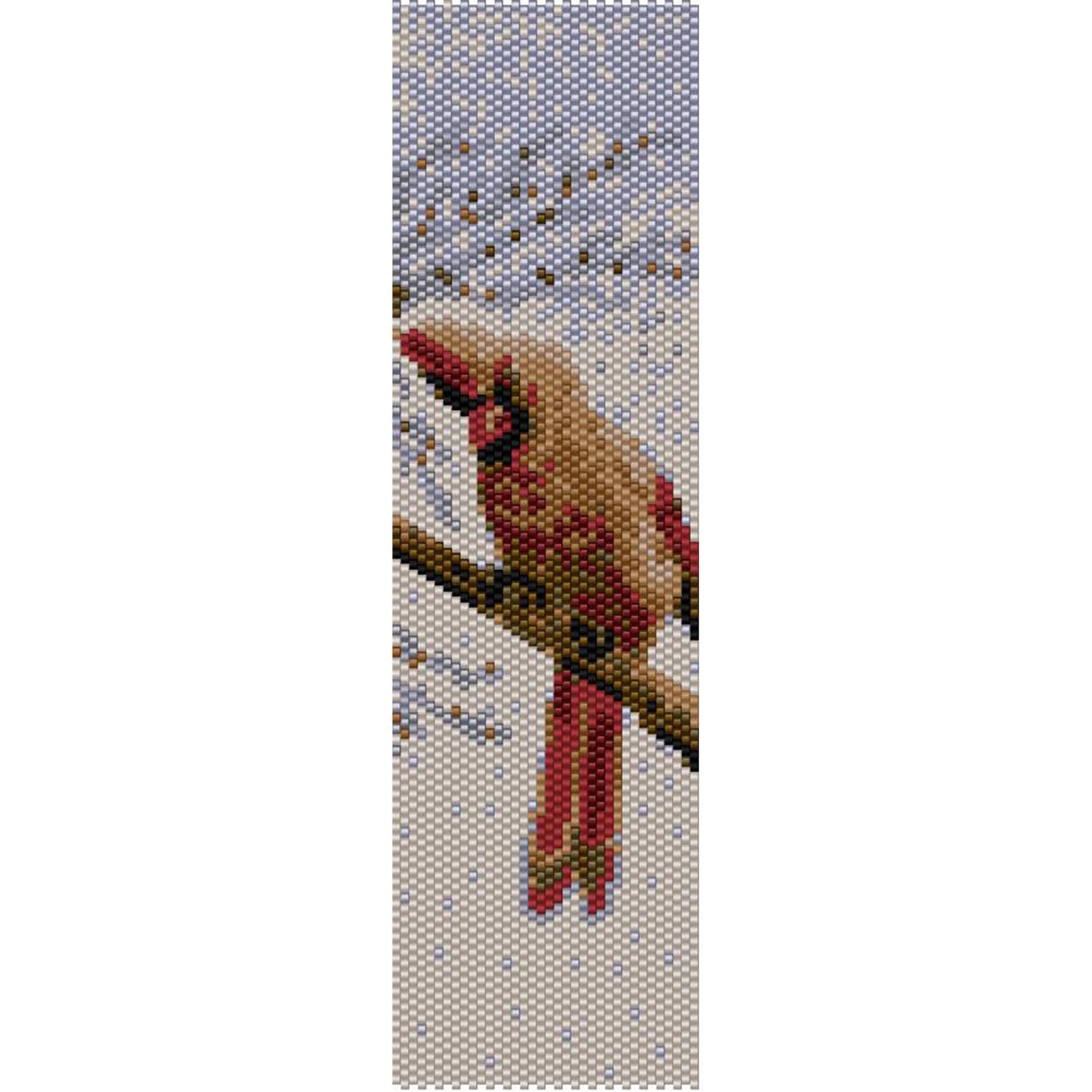 Female Cardinal Bird Peyote Bead Pattern Bracelet Cuff | Etsy