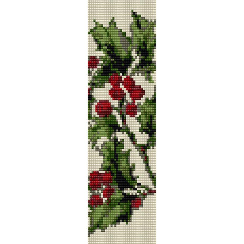 Holly Pattern Loom Bead Pattern, Bracelet Pattern, Bookmark Pattern ...