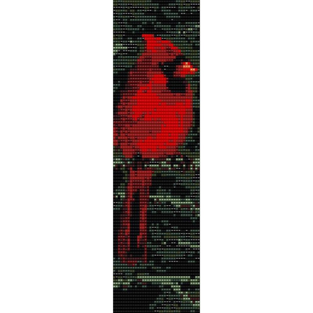 Red Cardinal Bird Loom Bead Pattern, Bracelet Cuff, Bookmark, Seed ...