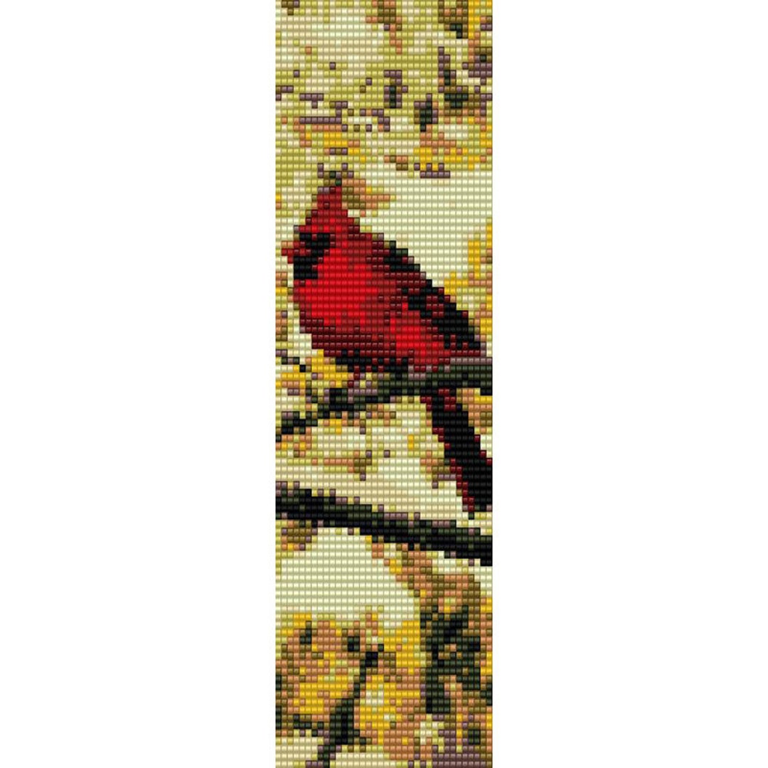 Cardinal 2 Bird Loom Bead Pattern, Bracelet Cuff, Bookmark, Seed ...