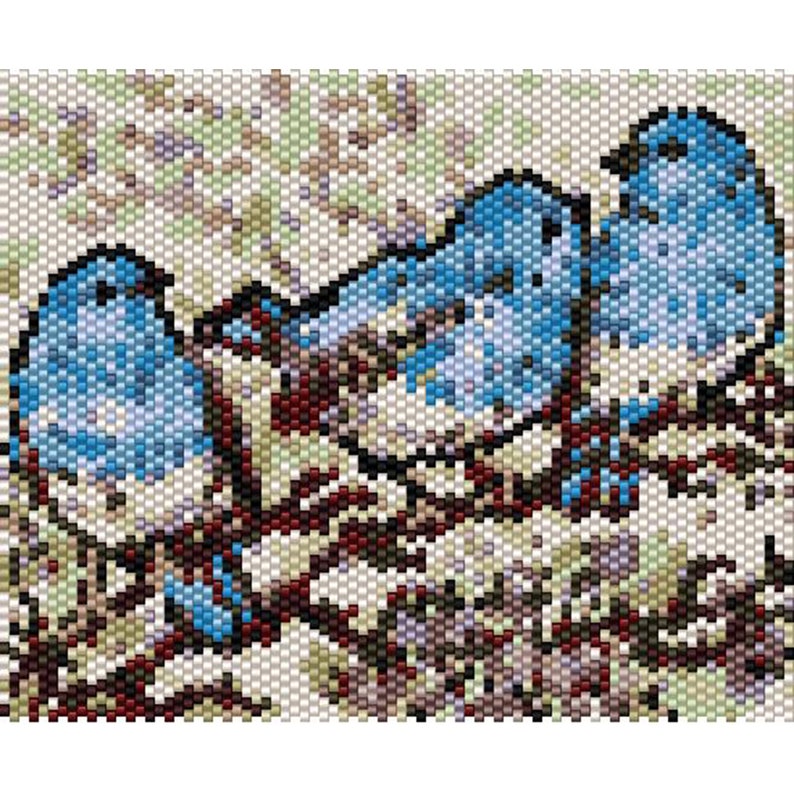 3 Blue Birds Tapestry Peyote Bead Pattern Wall Art Pattern - Etsy