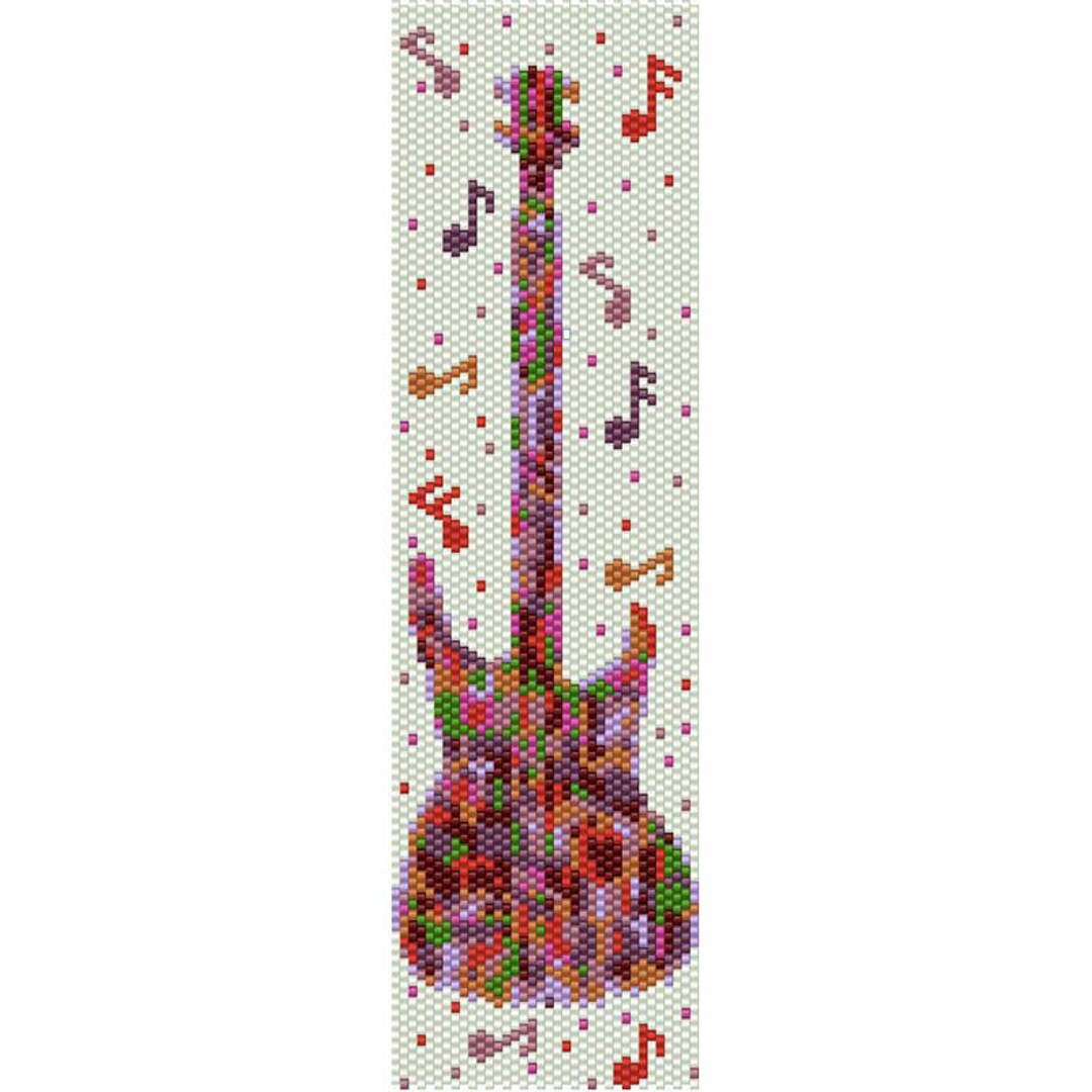 Wild Guitar Peyote Bead Pattern, Bracelet Cuff Pattern, Bookmark, Seed ...